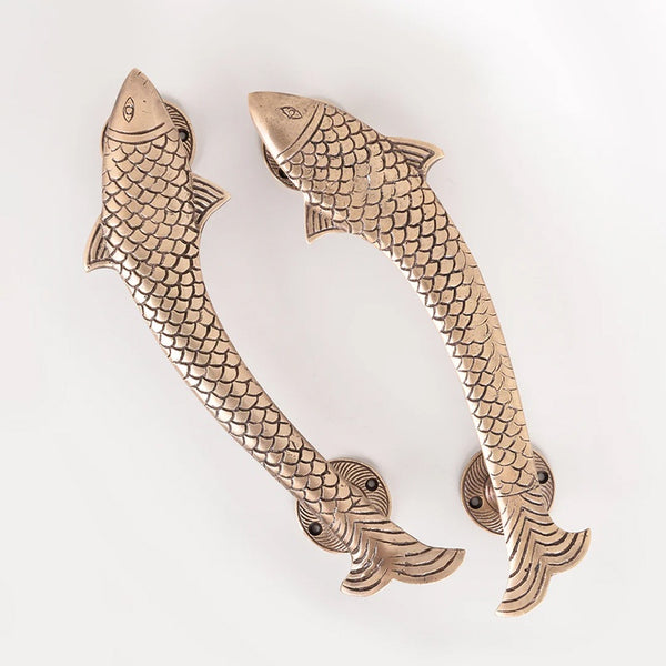 Large Brass Fish Door Handles - The Panton Store