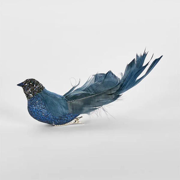 Flutter Blue Feathered Bird w Clip - The Panton Store