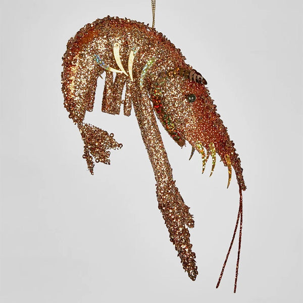 Glitter Prawn Tree Ornament - Bronze - The Panton Store