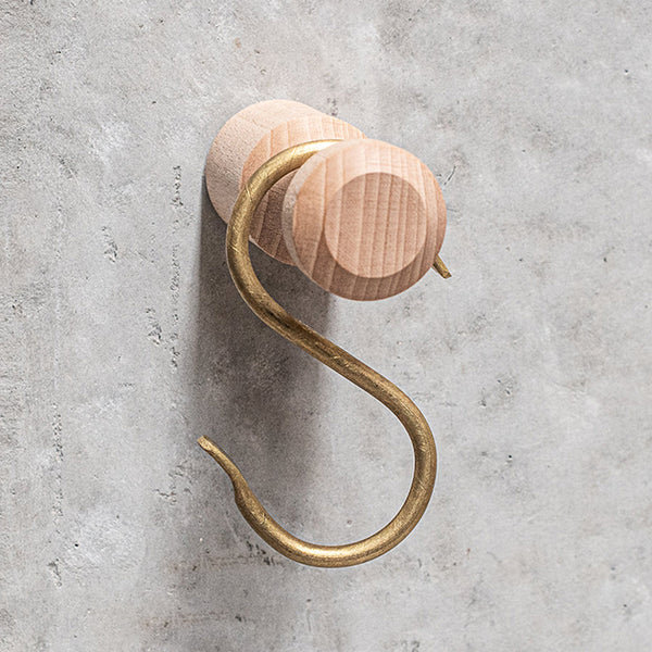 Brass Curved S Hook 9cm - The Panton Store